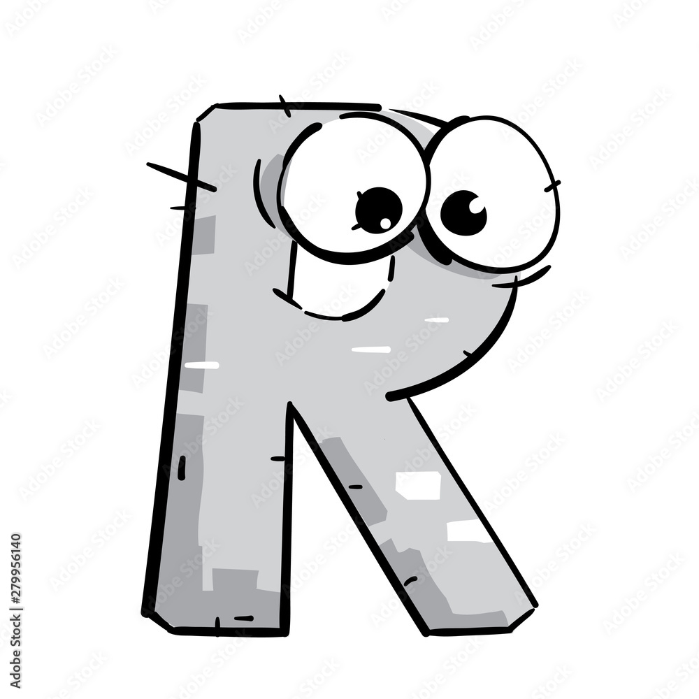 Cartoon Alphabet. Smiling Cute R Stock Vector | Adobe Stock