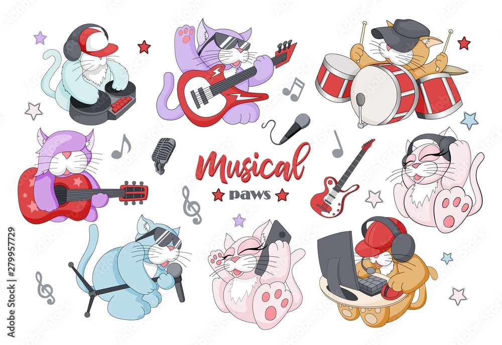 Vector set of funny little musical characters with different ...