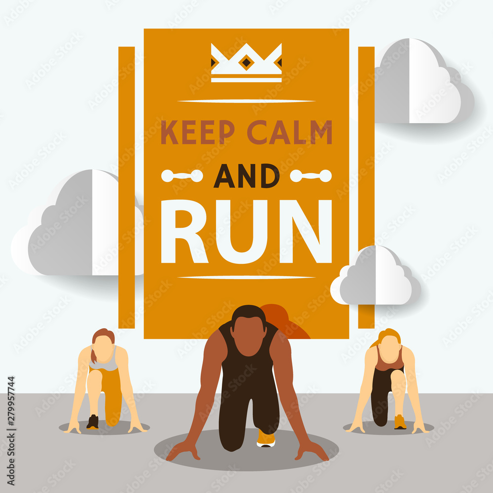 Start to run race vector illustration. Running competition. Cartoon ...