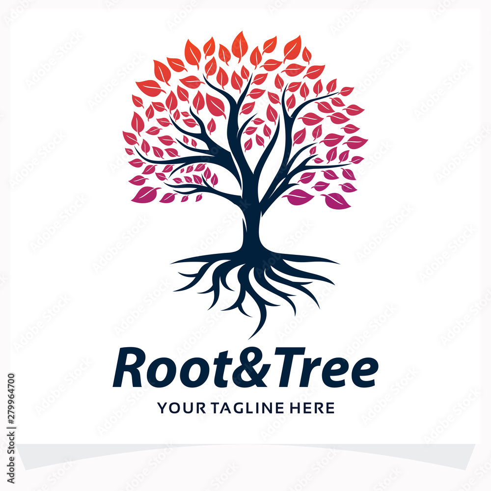 Root and Tree Logo Design Template Stock Vector | Adobe Stock