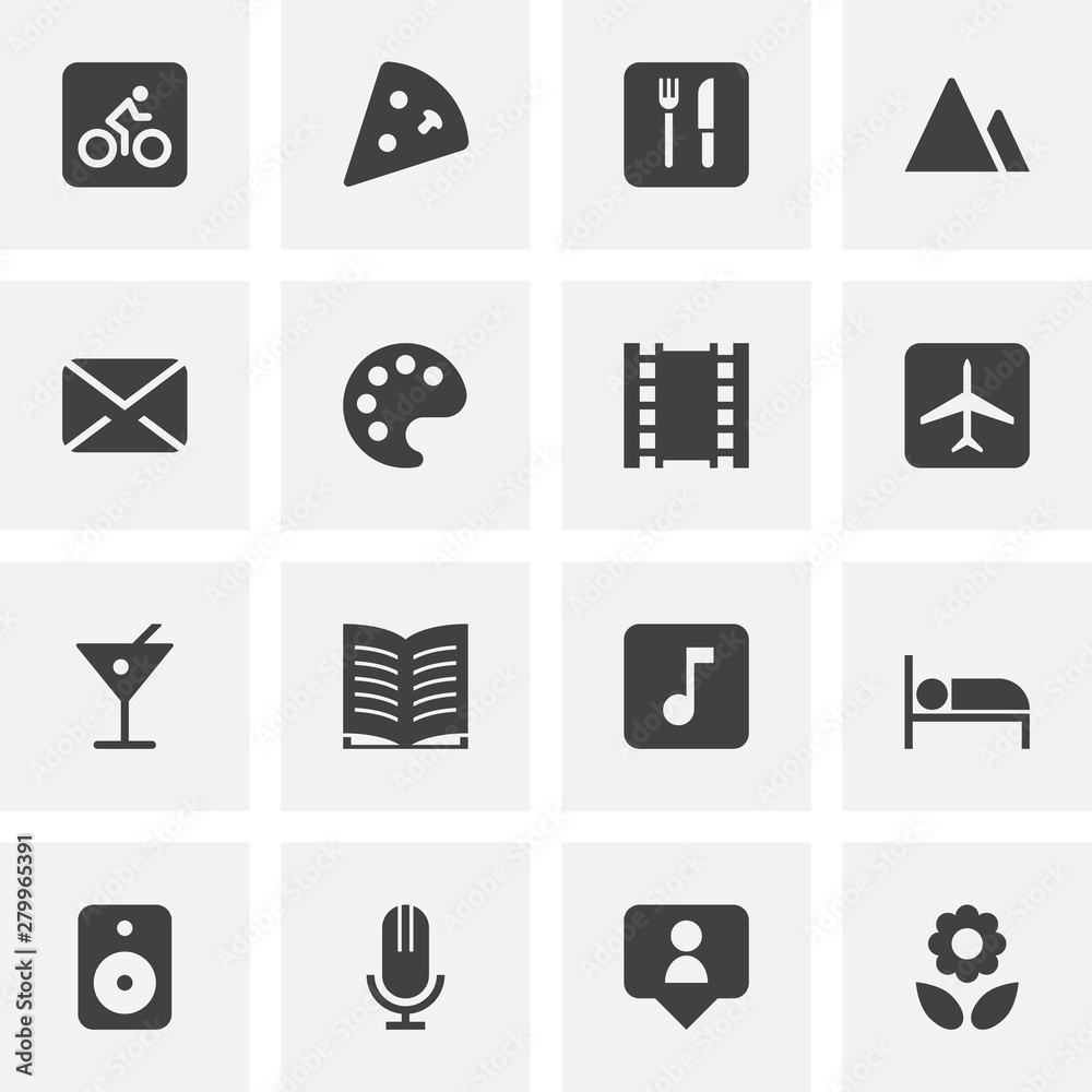 Entertainment vector icons set, modern solid symbol collection, filled ...
