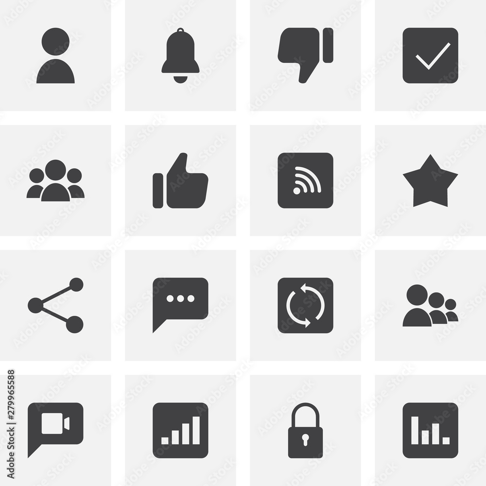 Social media universal vector icons set, modern solid symbol collection ...