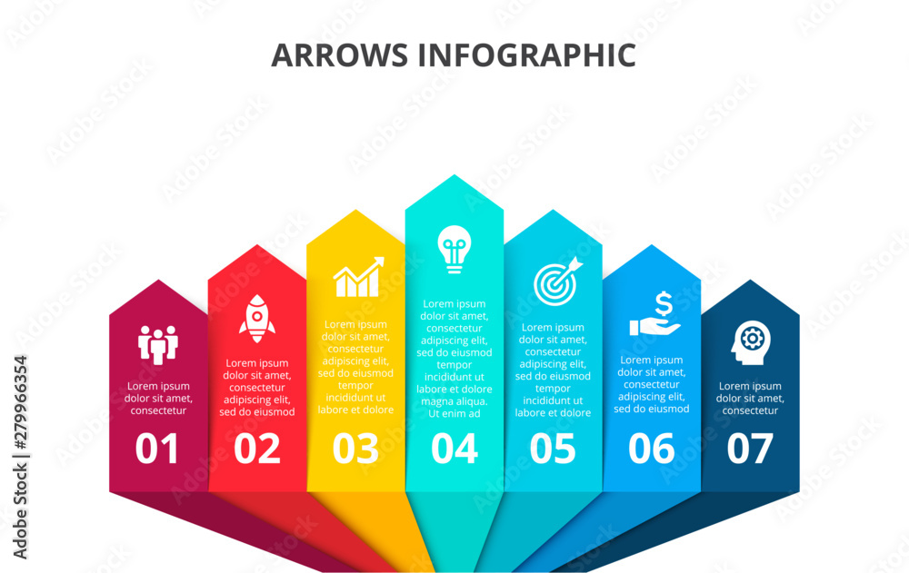 Seven arrows infographic elements. Business template for presentation ...