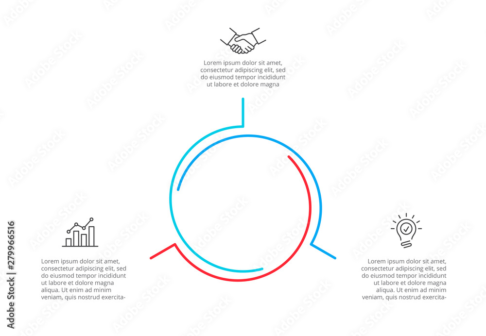 Cyclic lines infographic. Modern infographic design template with 3 ...