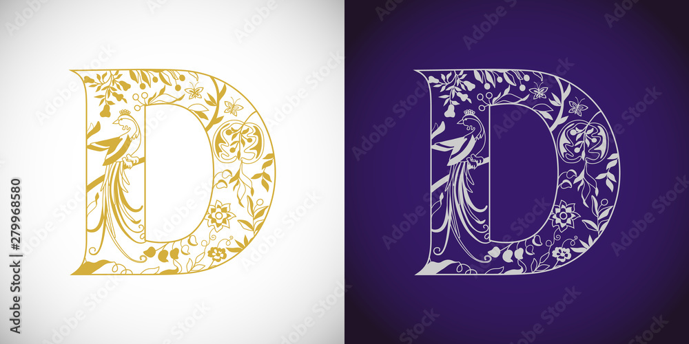D logotype. Cutting golden logo. D-name idea. Concept of capital letter ...