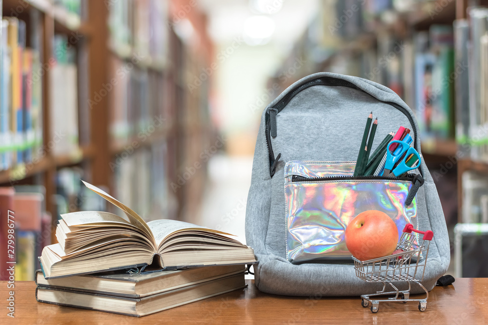 Back to school concept with school books, textbooks, backpack and ...