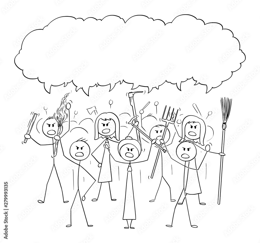 Vector cartoon stick figure drawing conceptual illustration of angry ...