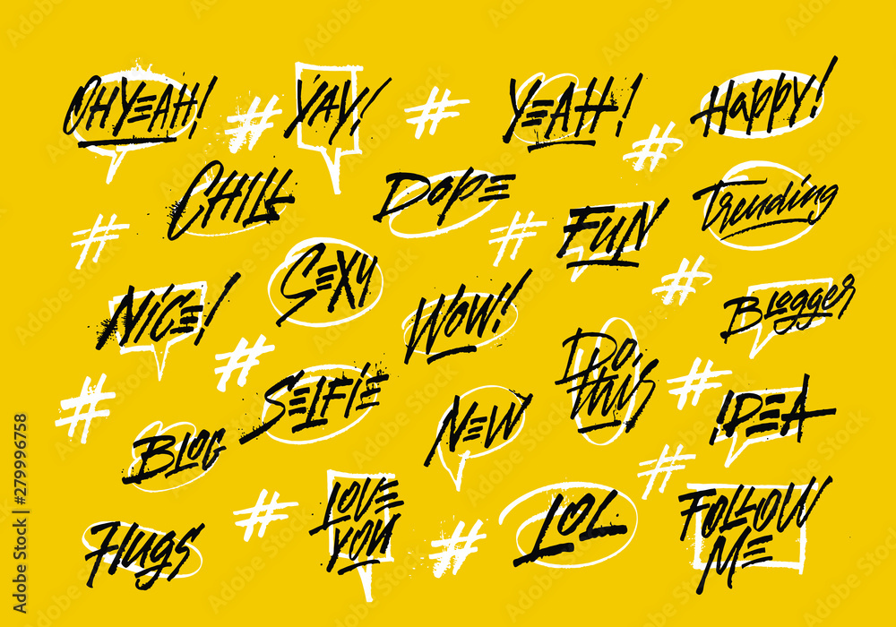 Vector speech bubbles with phrases Blog, Blogger. Hand drawn speech ...