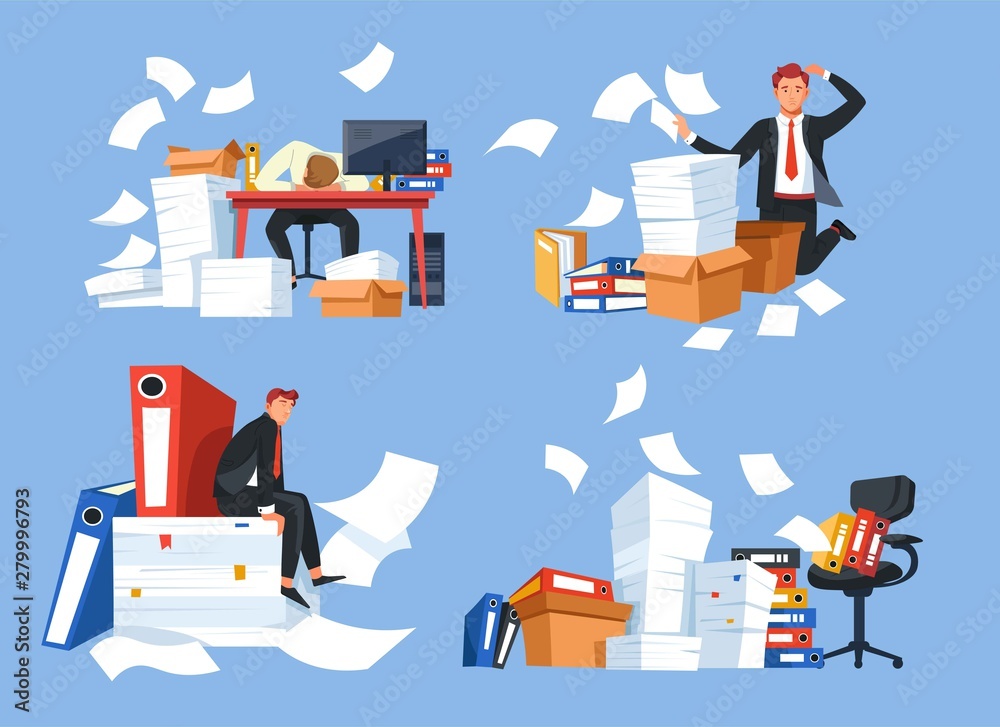 Paperwork business office documents and paper blanks businessman Stock ...