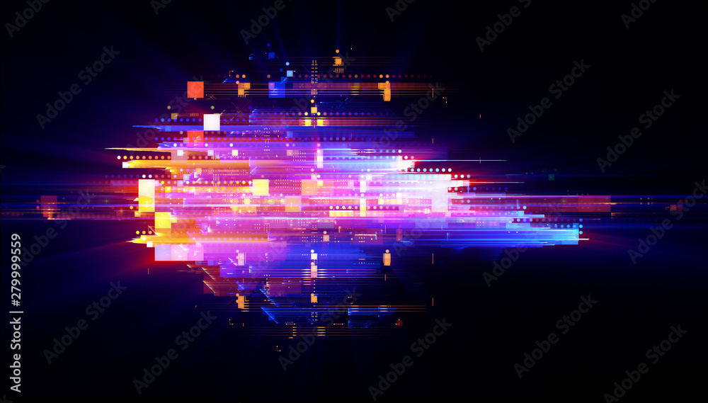 Led Light. luma effect. Future tech. Glare cubes. Digital signal ...