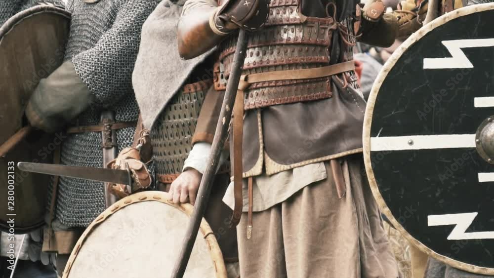 Viking warriors preparing for battle, medieval soldiers Stock Video ...