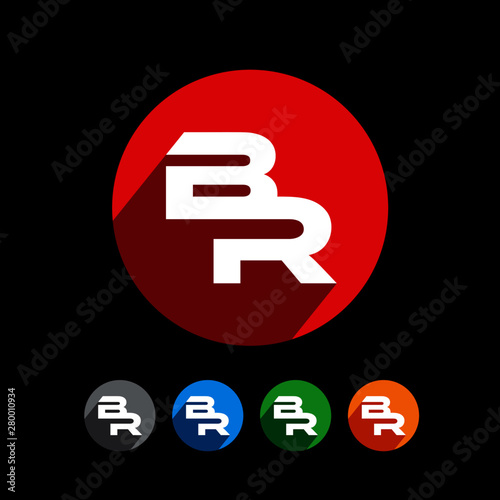 BR Letter Black Background Circle Shape Logo Stock Vector | Adobe Stock