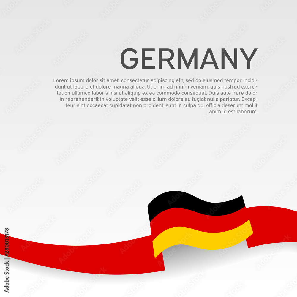 Germany flag background. Wavy ribbon in colors of germany flag on white ...