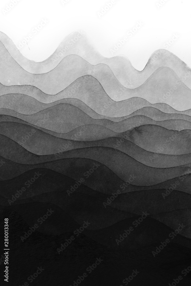 Graphic design element with flowing ink texture, hand drawn on isolated ...