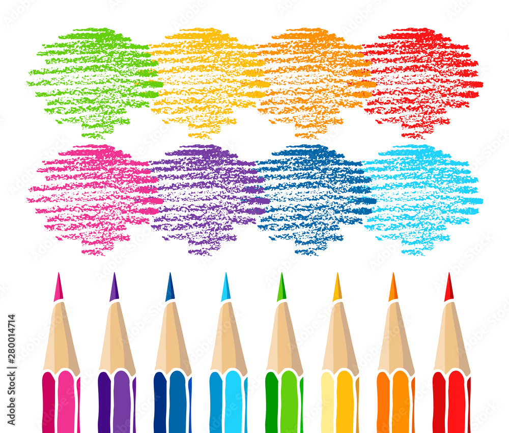 Colored pencils and hatch marks illustration Stock Vector | Adobe Stock