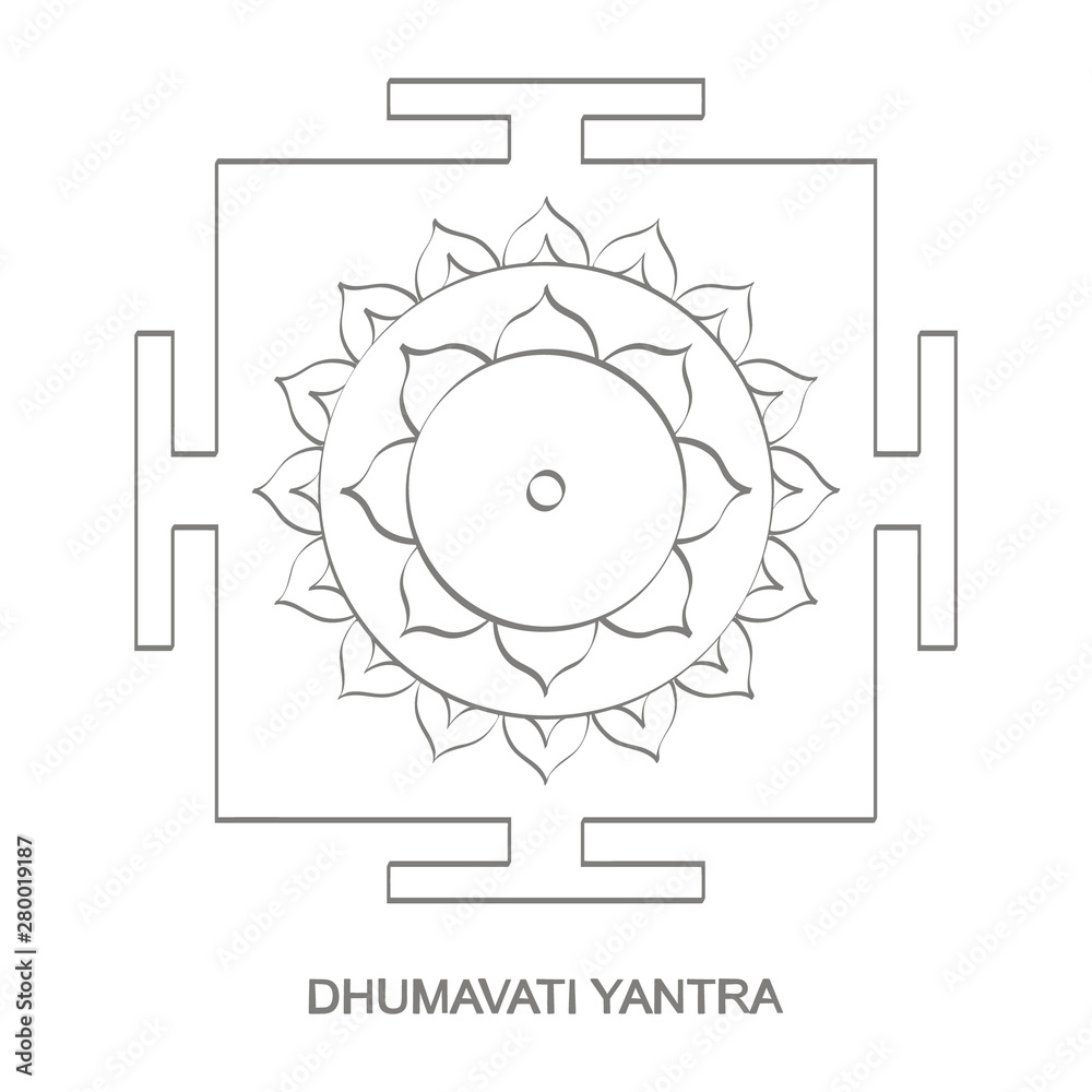 Vector icon with Dhumavati Yantra Hinduism symbol Stock Vector | Adobe ...