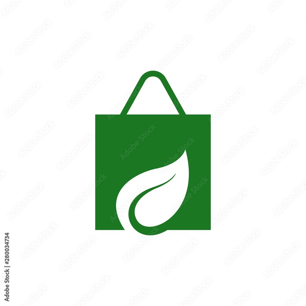 Paper Bag Go Green Environment Isolated Logo Vector Stock Vector ...