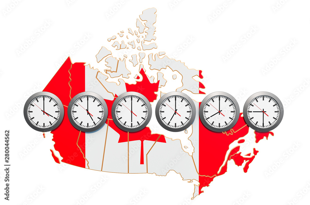 Time Zones in Canada concept. 3D rendering Stock Illustration | Adobe Stock