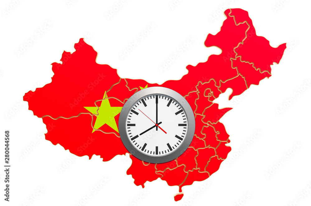 Time Zones in China concept. 3D rendering Stock Illustration | Adobe Stock