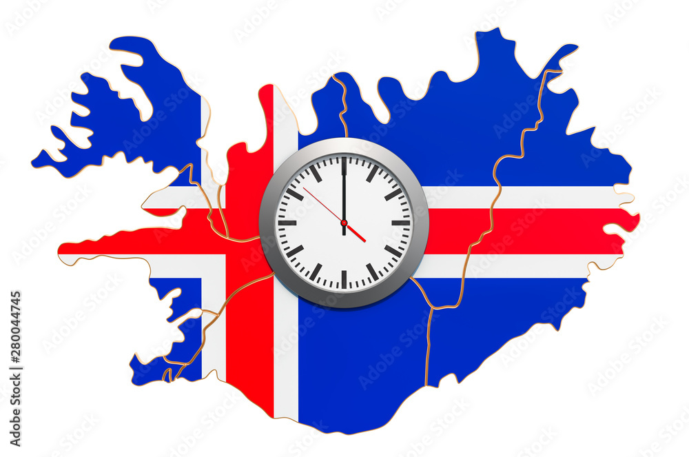 Time Zones in Iceland concept. 3D rendering Stock Illustration | Adobe ...