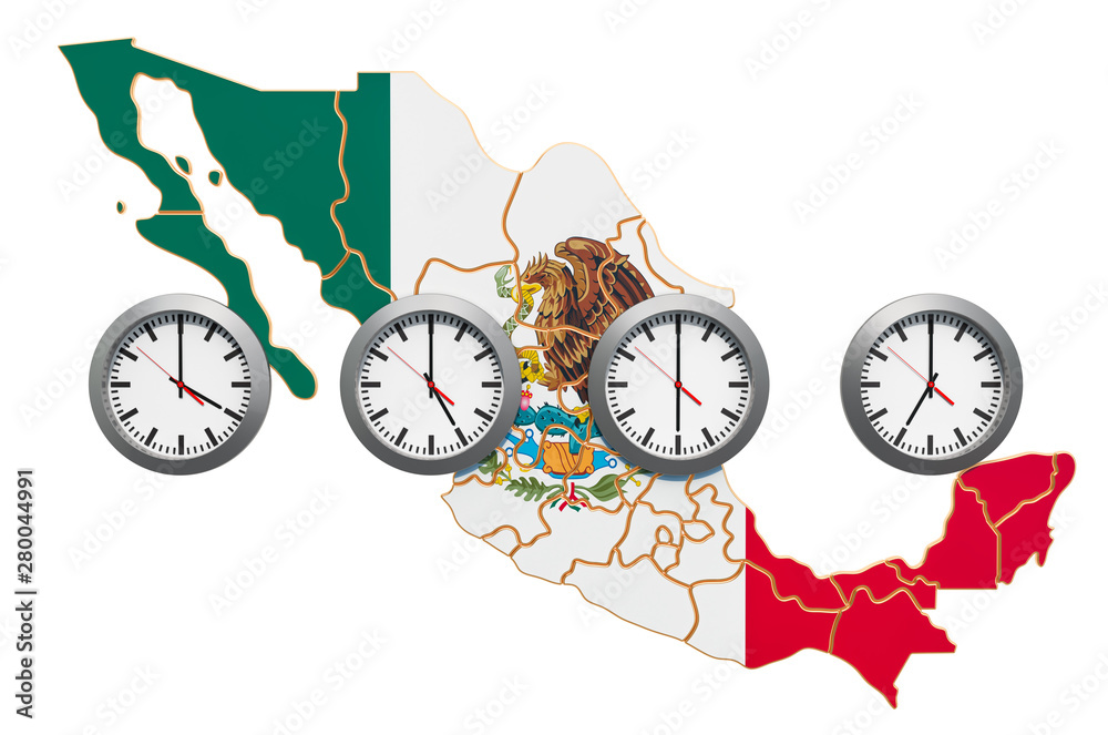Time Zones in Mexico concept. 3D rendering Stock Illustration | Adobe Stock