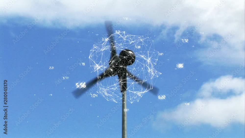 Asymmetrical lines with numbers and a wind turbine 素材庫影片 | Adobe Stock