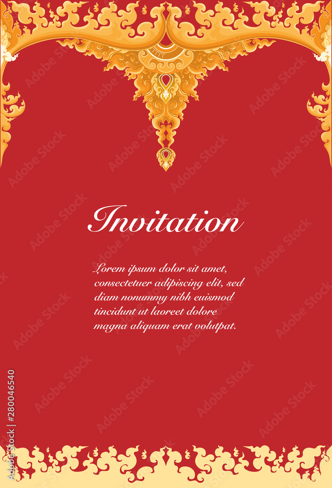 Vector of invitation card template, background and frame border, red ...