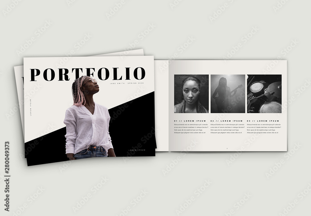 Black and White Portfolio Layout Stock Template | Adobe Stock