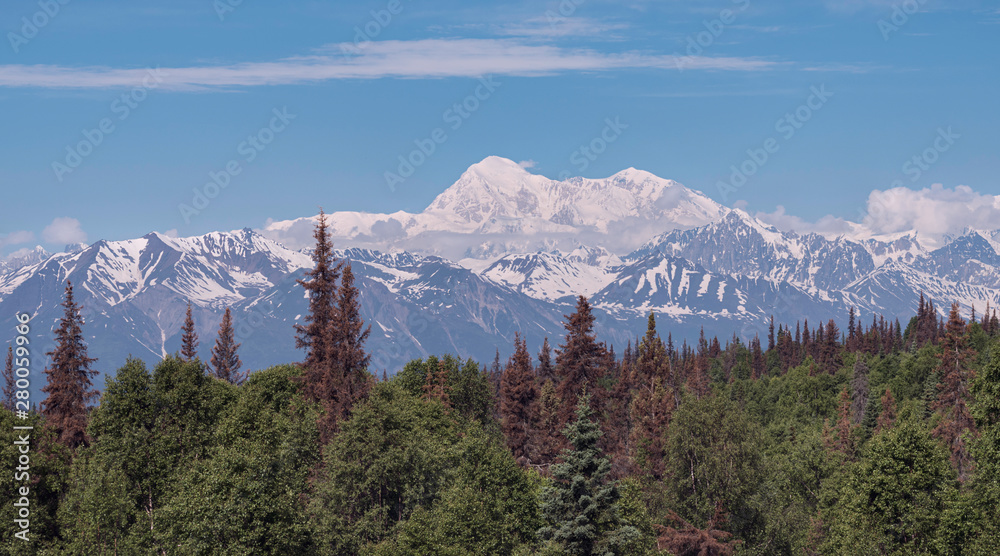 stunning view of denali mountain aka mount mckinley on a rare clear ...