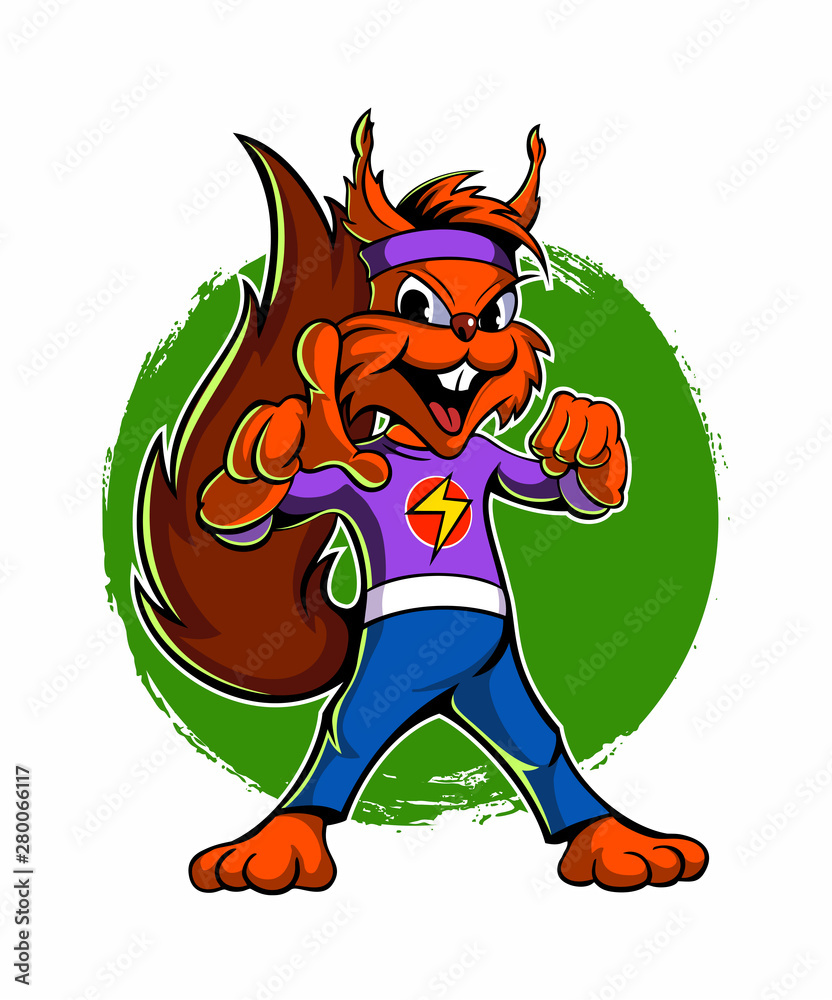 Cartoon style squirrel fighter, vector cartoon character. Stock Vector ...