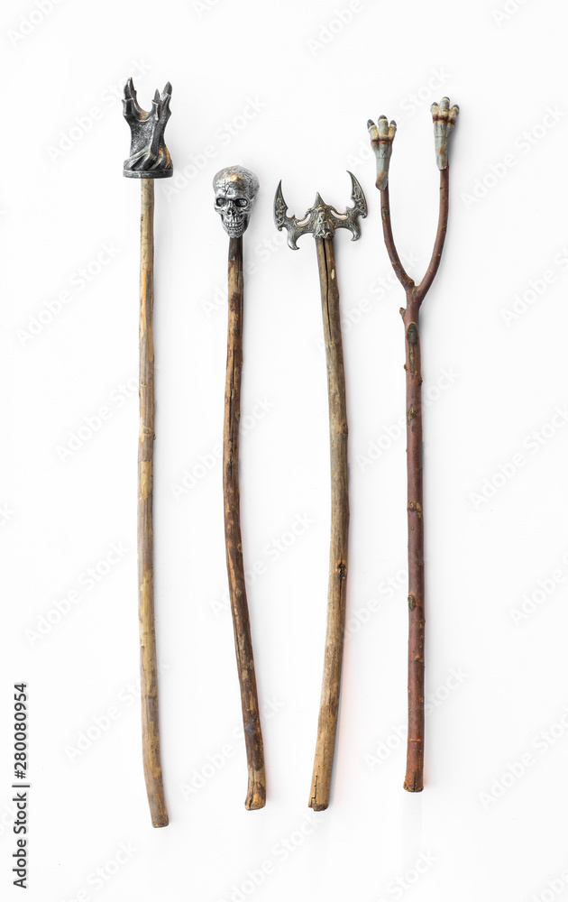 ancient magical wooden staff on a white background Stock Photo | Adobe ...
