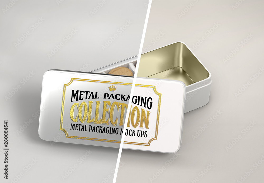 Metal Rectangular Cookie Tin Mockup Stock Template Adobe Stock