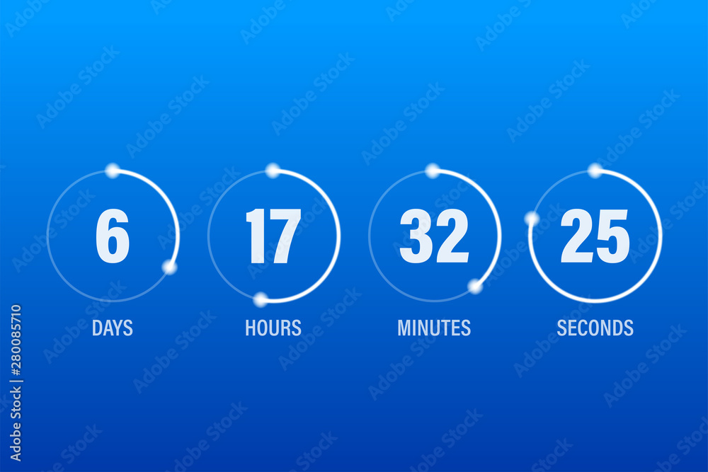 Flip countdown clock counter timer. Vector time remaining count down flip board with scoreboard ...