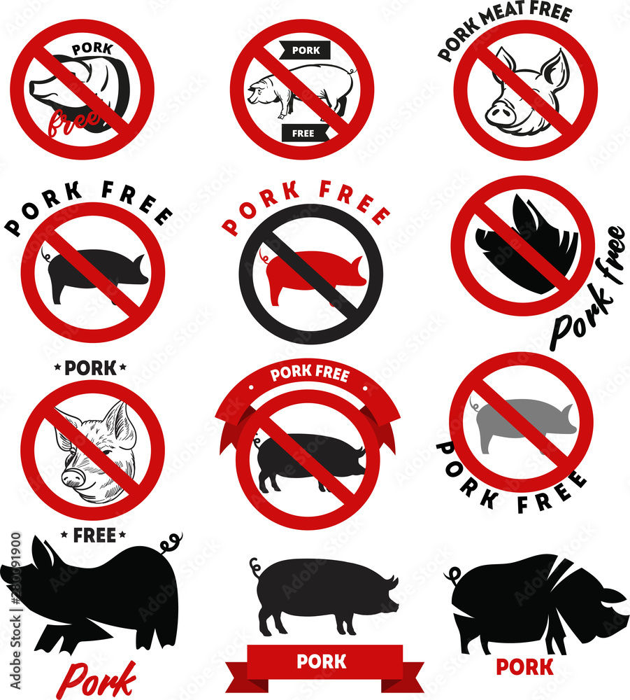 Collection of vector red and black signs, icons and badge designs ...