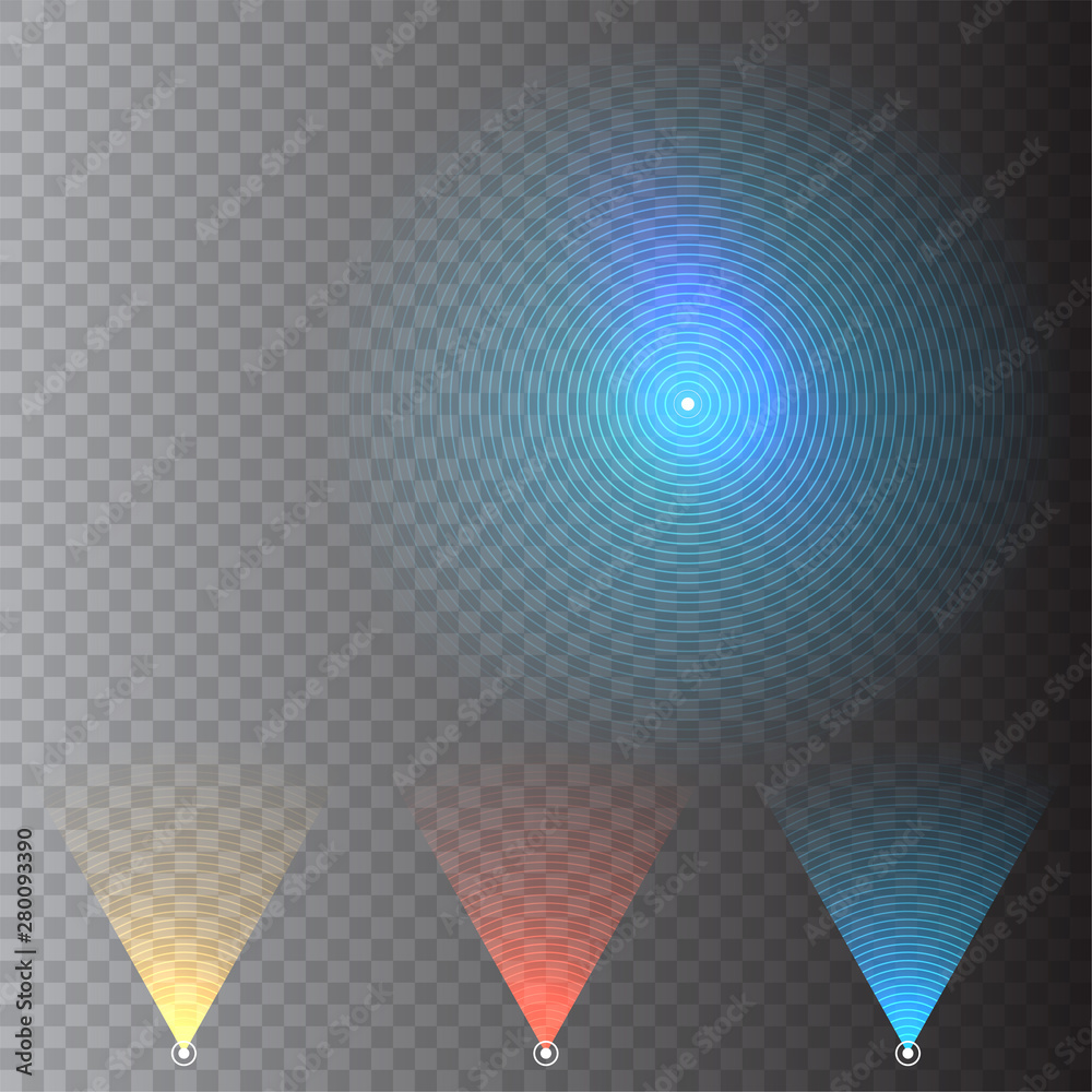 Sensor waves signal or scanner laser on transparent background. Smart ...