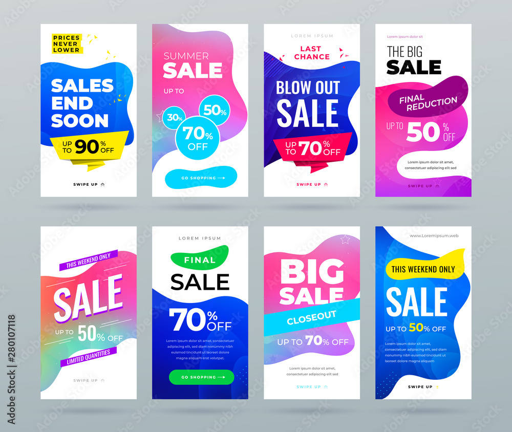 Set of sale banner for social media stories, web page, mobile phone ...