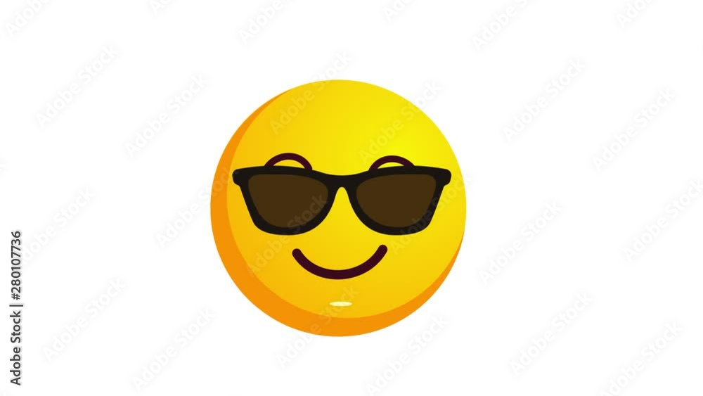 Loopable animation of a grinning yellow emoji isolated on white. Stock ...