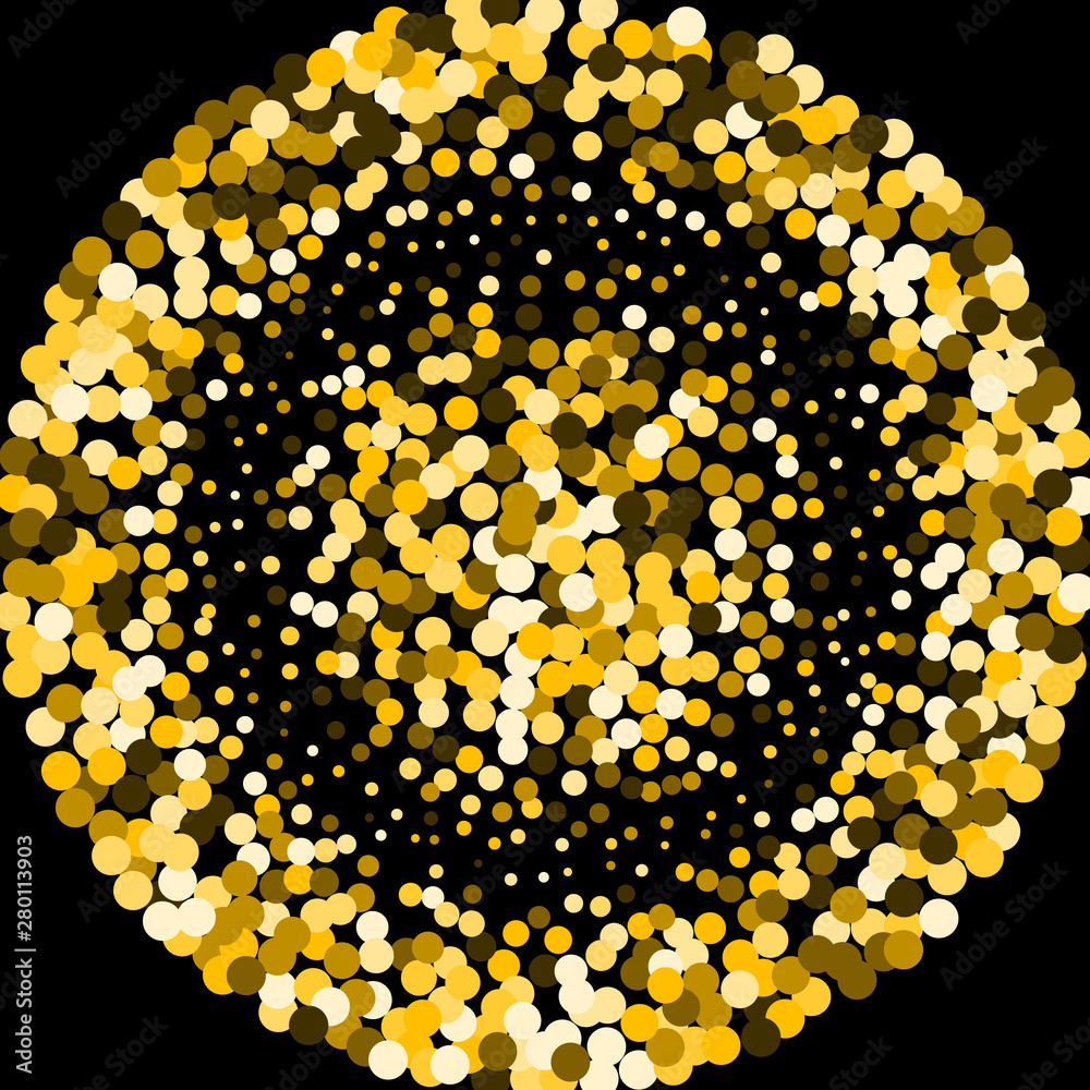 Luxury round glitter golden on black background. Gold glitter circle ...