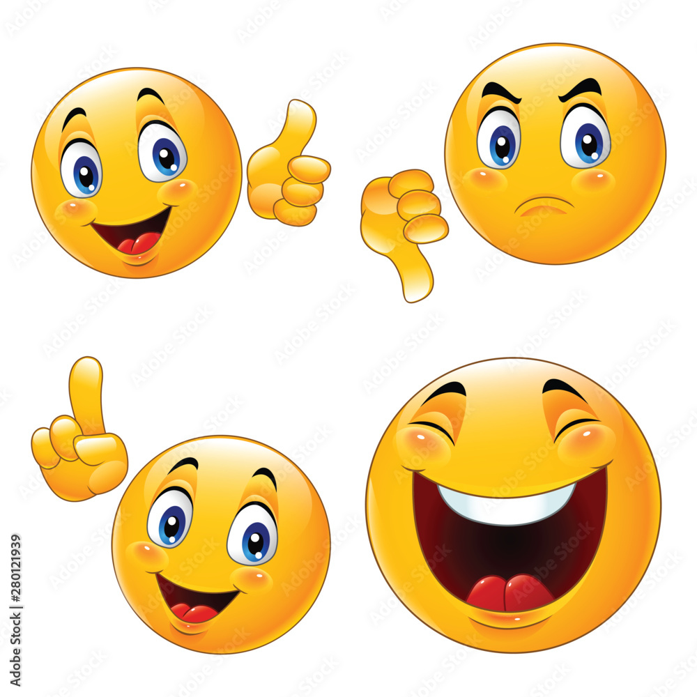 Vetor de Cartoon smiley emoticon illustration collections do Stock ...