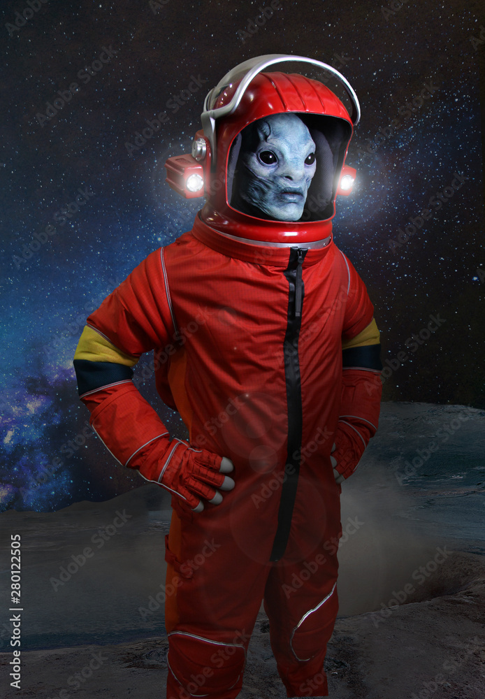 Alien in Spacesuit Stock Photo | Adobe Stock