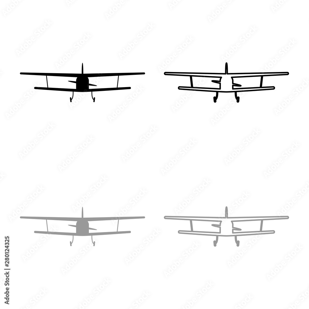 Airplane view with front Light aircraft civil Flying machine icon ...