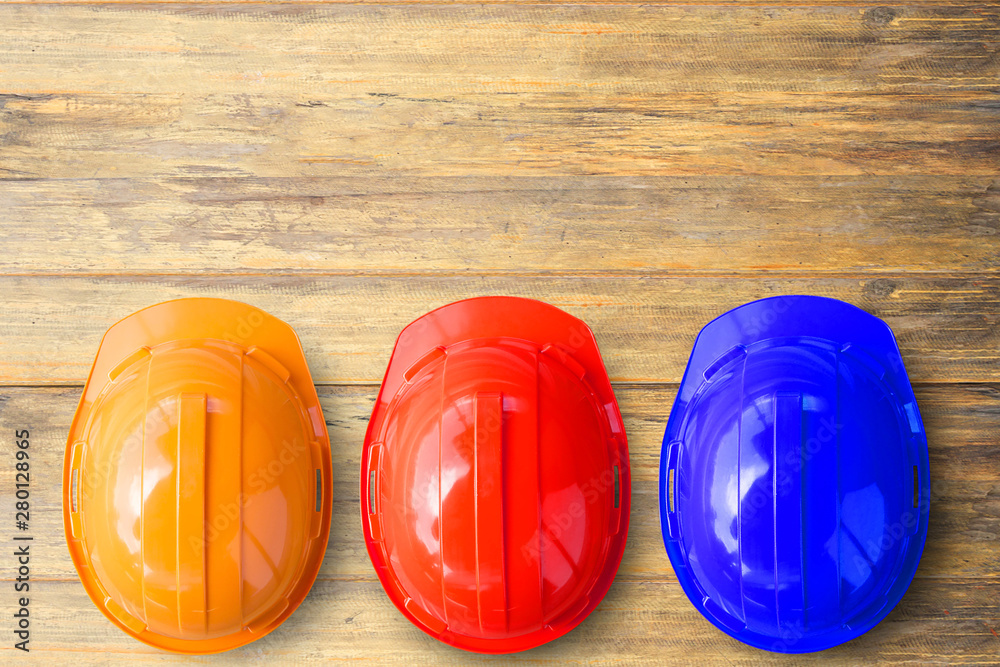 Group of safety engineer helmets on white background. Industrial safety ...