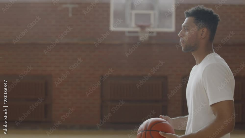 TRACKING young confident African American black college basketball ...