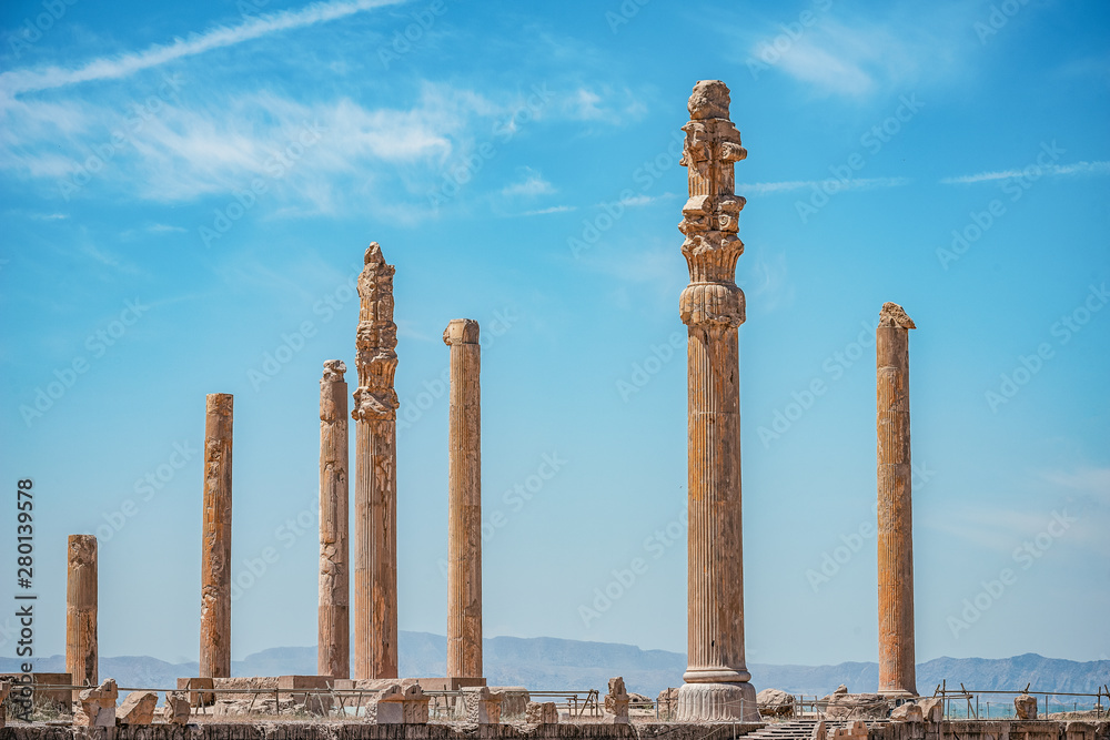 ancient column of Persepolis, the ancient capital of old Persian ...