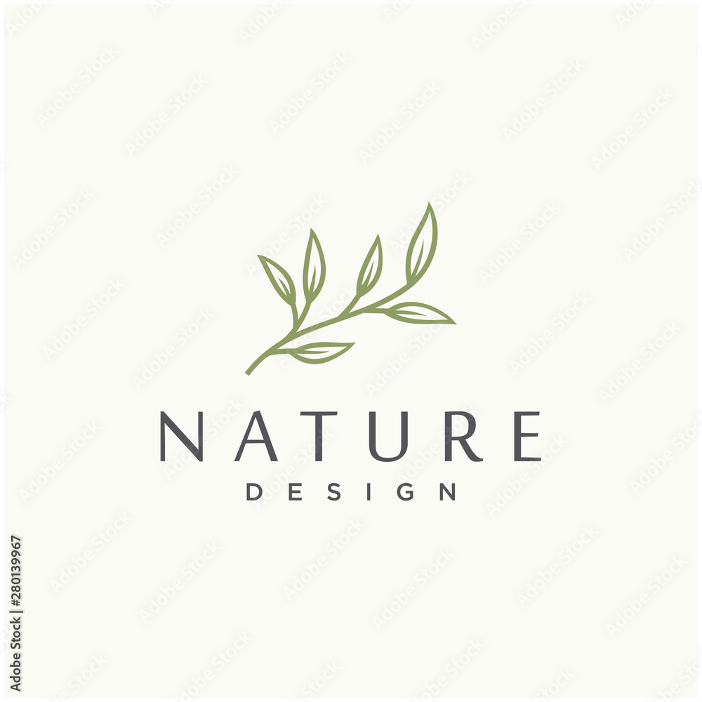 nature tree branch leaf vector icon illustration logo design Stock ...