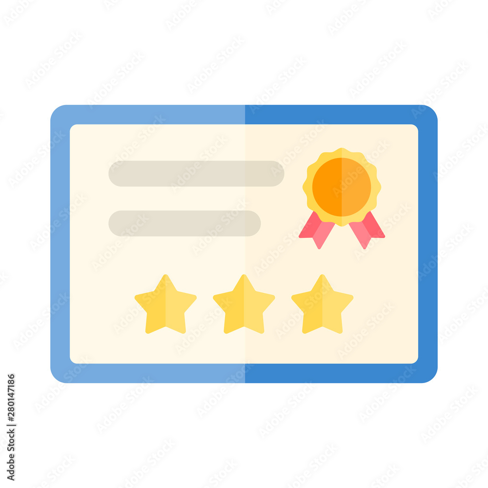 Winning star certificate icon. Flat illustration colored vector ...