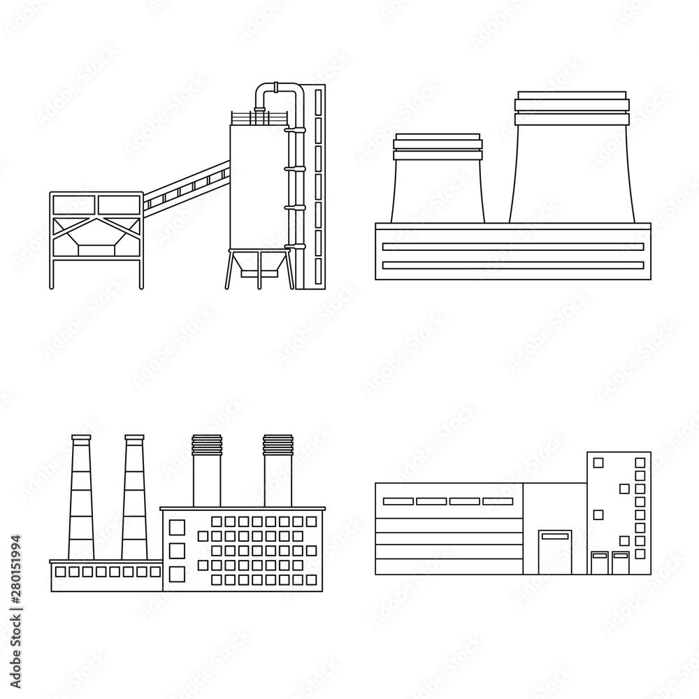 Vector illustration of manufacturing and company symbol. Collection of ...