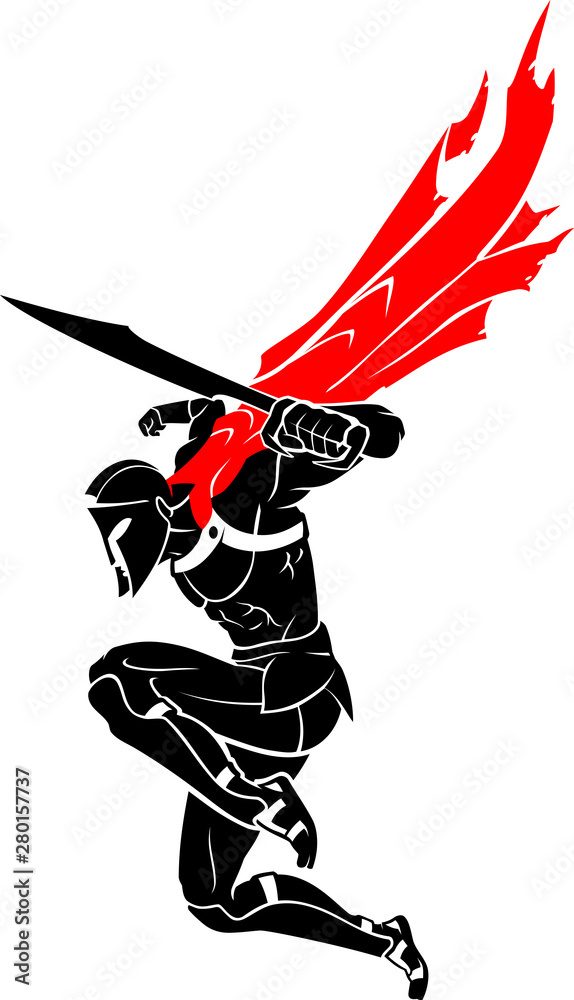 Spartan Battle Leap Attack Stock Vector | Adobe Stock