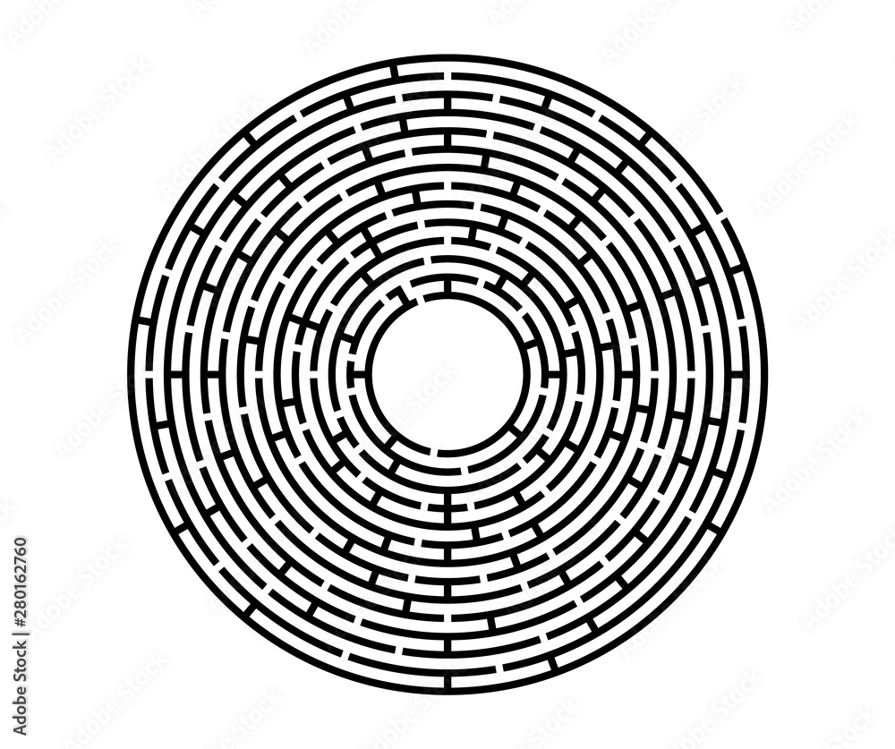 Black vector labyrinth in flat style on an isolated white background ...