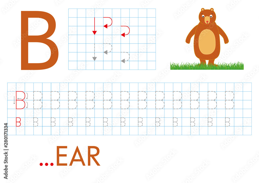 Printable worksheet for kindergarten and preschool with letter “B”. For ...